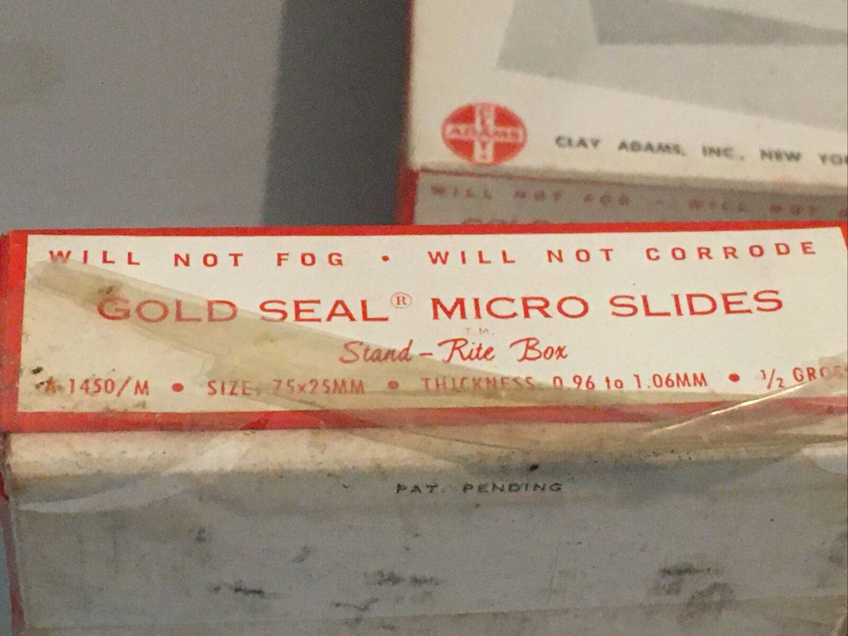 3 Boxes New Gold Seal Microscope Slides Rite-On A-1450/M 1/2Gr. Ea. Bo ...