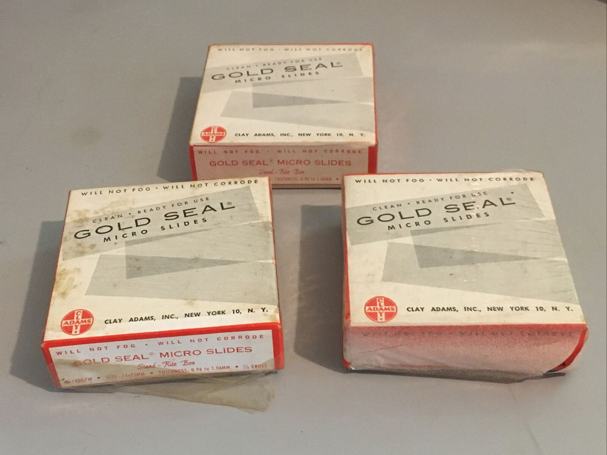 3 Boxes New Gold Seal Microscope Slides Rite-On A-1450/M 1/2Gr. Ea. Bo ...