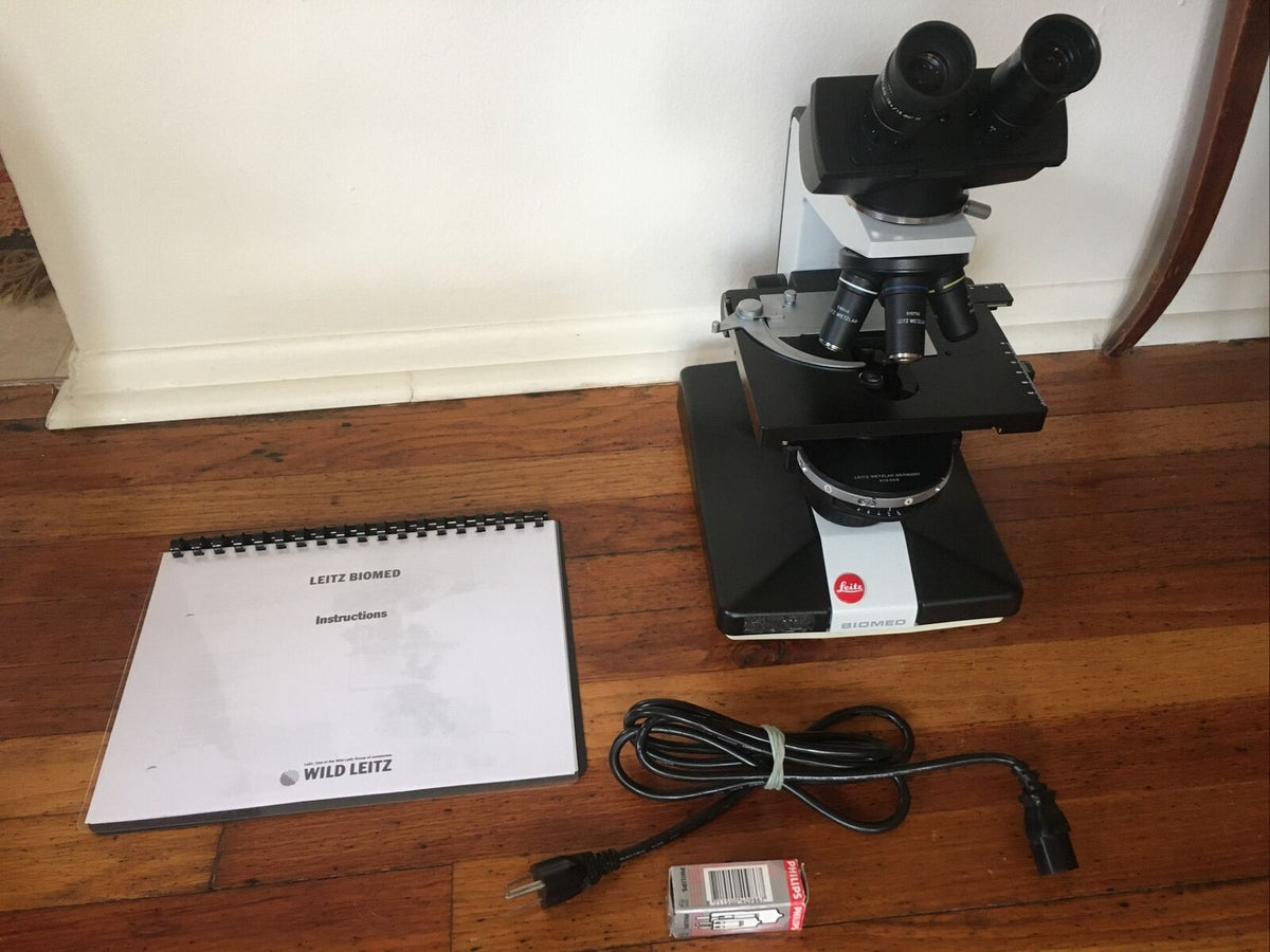 Wild Leitz Biomed Phase Contrast DF Microscope 4 Lenses 4/10ph/40ph/10 ...